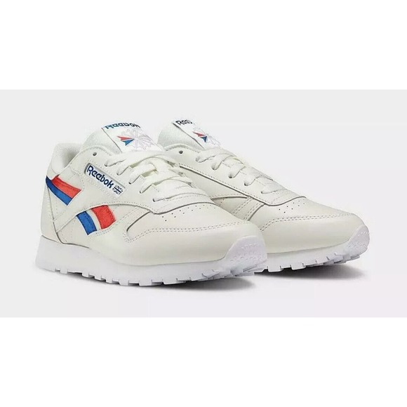Reebok | Shoes | Reebok Classic Leather Chalk Vector Red Blue Run Shoes ...